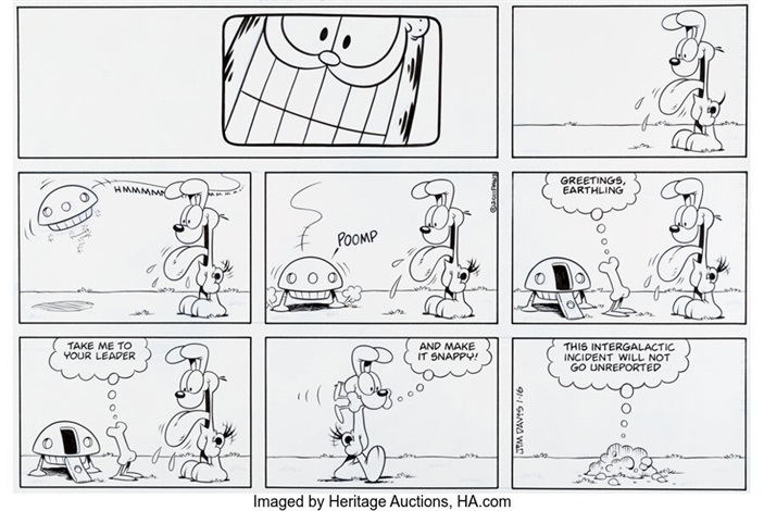 Jim Davis Garfield Sunday Comic Strip Original Art Dated 1-16-11 PAWSUniversal Press Syndicate ...