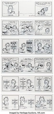 Jim Davis Garfield Consecutive Daily Comic Strip Original Art Group of ...