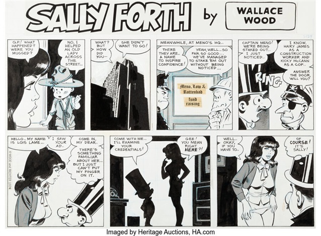 Wally Wood Sally Forth S124a Partial Comic Strip Original Art Wood And Richter 1973 By Wally