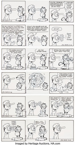 Jim Davis Garfield Consecutive Daily Comic Strip Original Art Group of ...