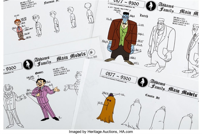 The Addams Family Color Model Cels Group of 14 Hanna-Barbera, 1992 ...