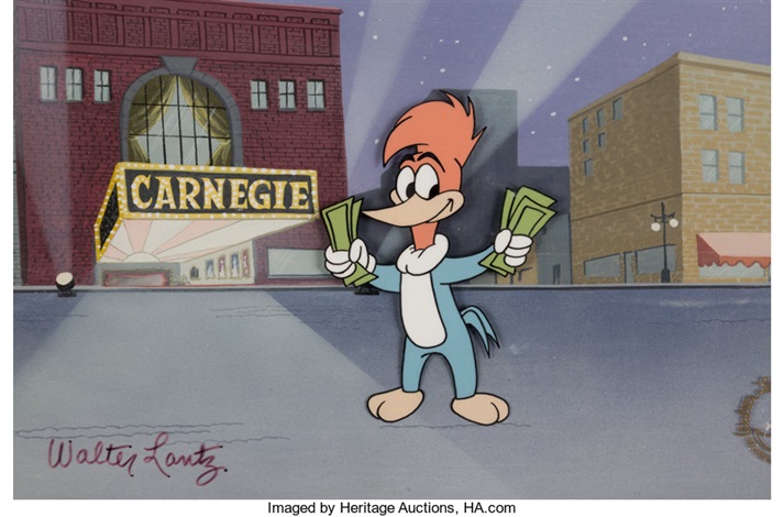 Woody Woodpecker Production Cel and Painted Background Walter Lantz, c ...