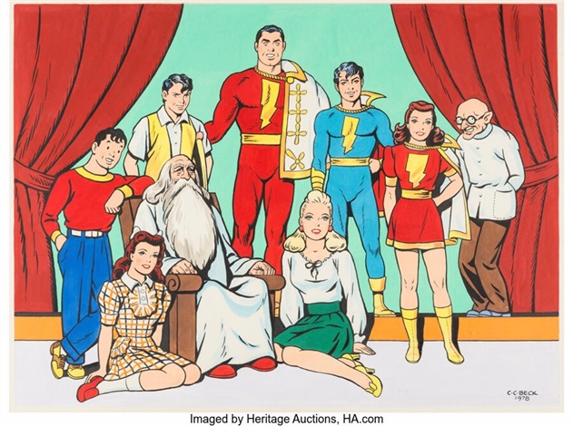C.C. Beck The Marvel Family, Friends, and Foes Painting Original Art ...