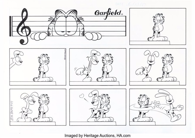 Jim Davis Garfield Sunday Comic Strip Original Art dated 5-27-07 PAWS ...