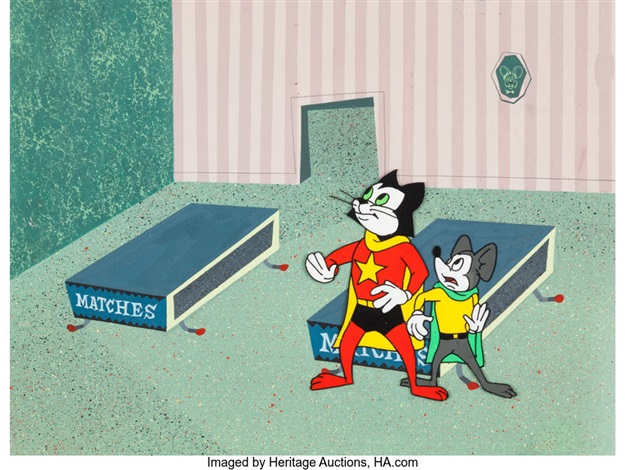 Courageous Cat and Minute Mouse Production Cel with Painted Background ...