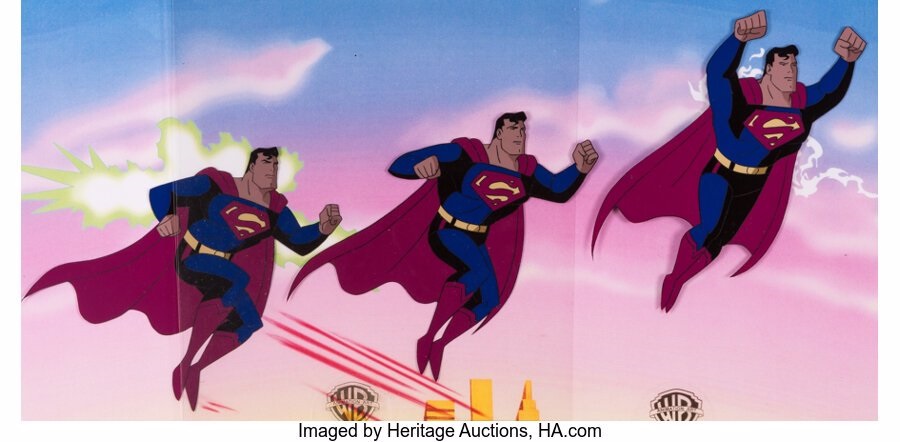 Superman The Animated Series Superman Production Cel Sequence of 3 ...