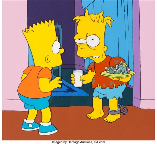 The Simpsons Treehouse Of Horror Vii Bart And Hugo Production Cel Setup