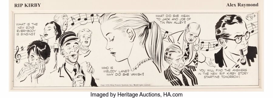 Alex Raymond Rip Kirby Daily Comic Strip Original Art dated 9-25-50 King Features Syndicate ...