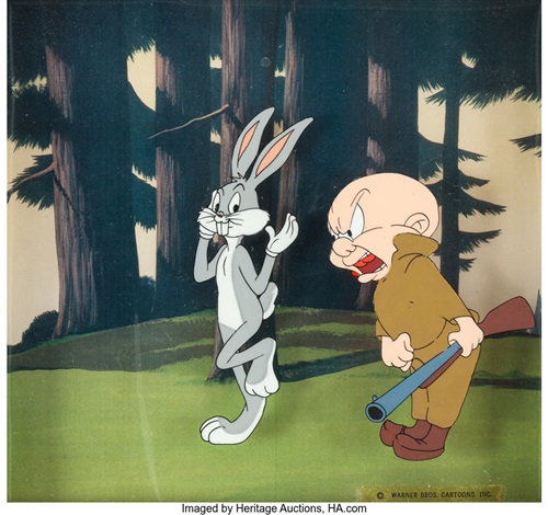 Rabbit FireRabbit Romeo Bugs Bunny and Elmer Fudd Production Cel Setup ...