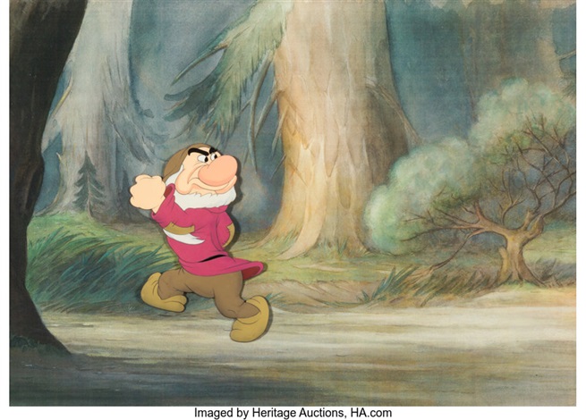 Snow White And The Seven Dwarfs Grumpy Production Cel Walt Disney 1937