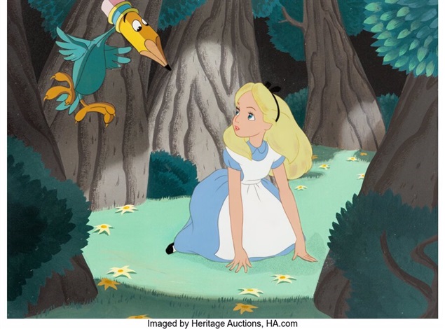 Alice in Wonderland Alice and Pencil Bird Production Cel Setup with ...