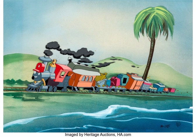 Dumbo Casey Junior Production Cel and Courvoisier Background Walt ...