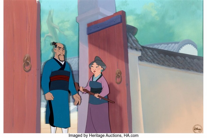 Mulan Fa Zhou and Fa Li Presentation Cel Setup on Production Background ...