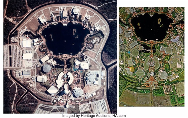 Disney Theme Park Aerial View Photographs Group of 5 Walt Disney, c ...