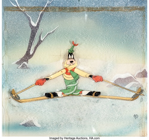 The Art of Skiing Goofy Production Cel Courvoisier Setup Walt Disney ...