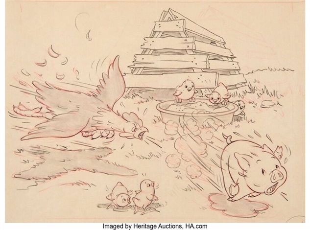 Farmyard Symphony Publicity Drawing by Hank Porter Walt Disney, 1938 by ...
