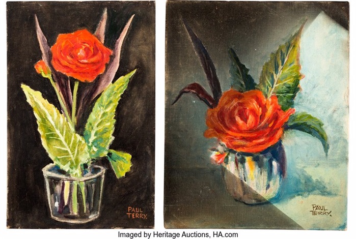 Paul Terry - Still Life Rose Paintings Group of 2 Terrytoons, c. 1960 ...