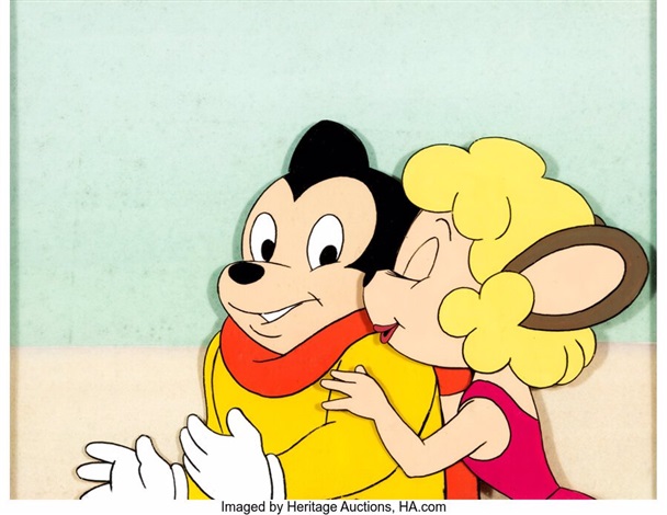 Mighty Mouse and Pearl Pureheart Production Cel Setup Filmation, c ...