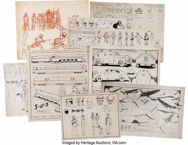 Superman - Studio Model Sheet and Concept Sketch Group of 9 Max ...