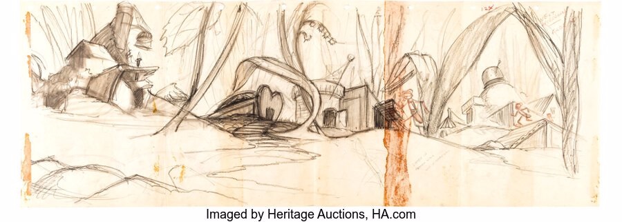 Mr. Bug Goes to Town Pan Layout Drawing Original Art Max Fleischer ...