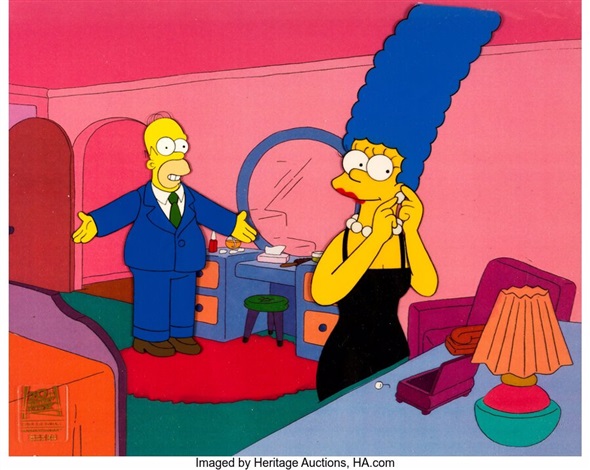 The Simpsons Natural Born Kissers Homer and Marge Production Cel Fox ...