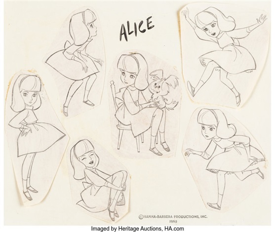 The New Alice in Wonderland Alice Model Sheet Drawings Original Art ...