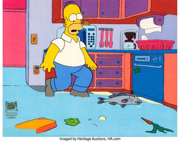 The Simpsons Natural Born Kissers Homer Production Cel Fox, 1998 by ...