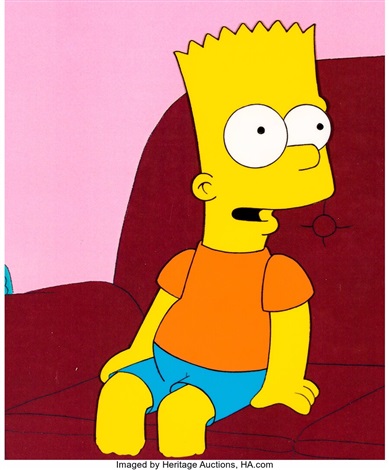 The Simpsons Natural Born Kissers Bart Production Cel Fox, 1998 by ...