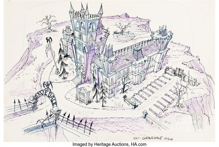 Gravedale High Background Layout Drawing Hanna-Barbera, 1990 by Hanna ...