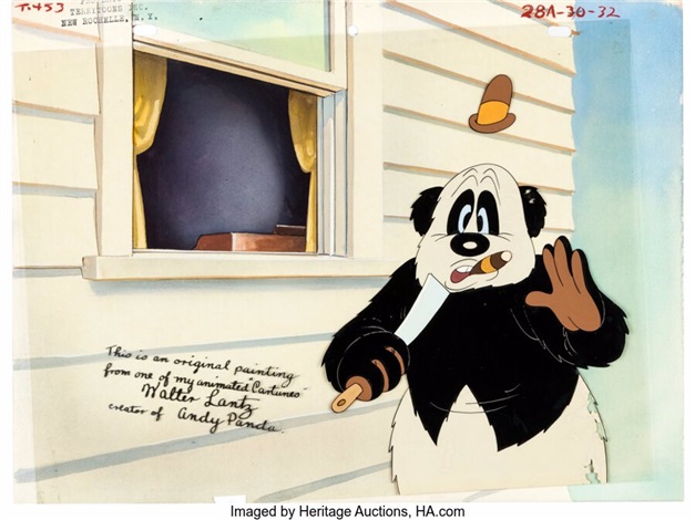 Dizzy Kitty Poppa Panda Production Cel with Terrytoons Production ...