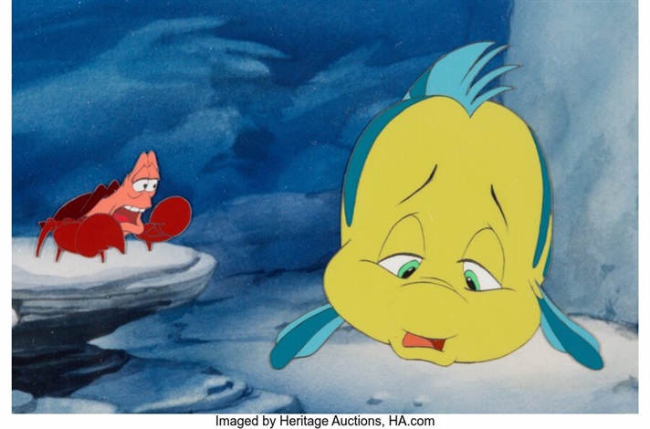 The Little Mermaid Sebastian and Flounder Production Cel Setup Walt ...